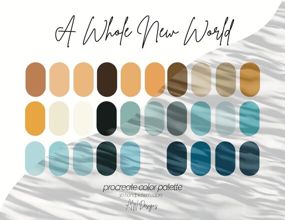 A Whole New World Palette Color Swatches Ipad Lettering - Etsy