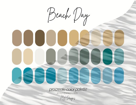Beach Day Procreate Color Palette Color Swatches Ipad - Etsy