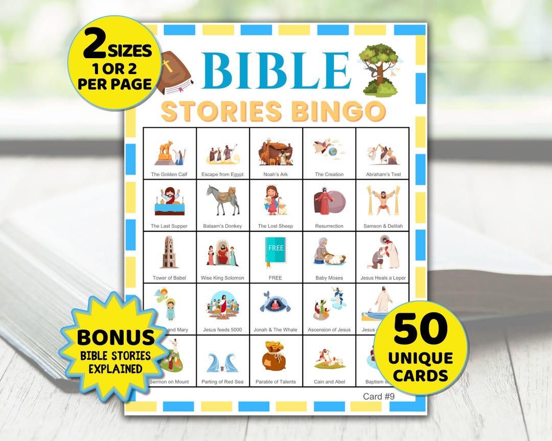 Bible Bingo Game, 50 Bible Bingo Cards, Bible Stories Bingo, Bible ...