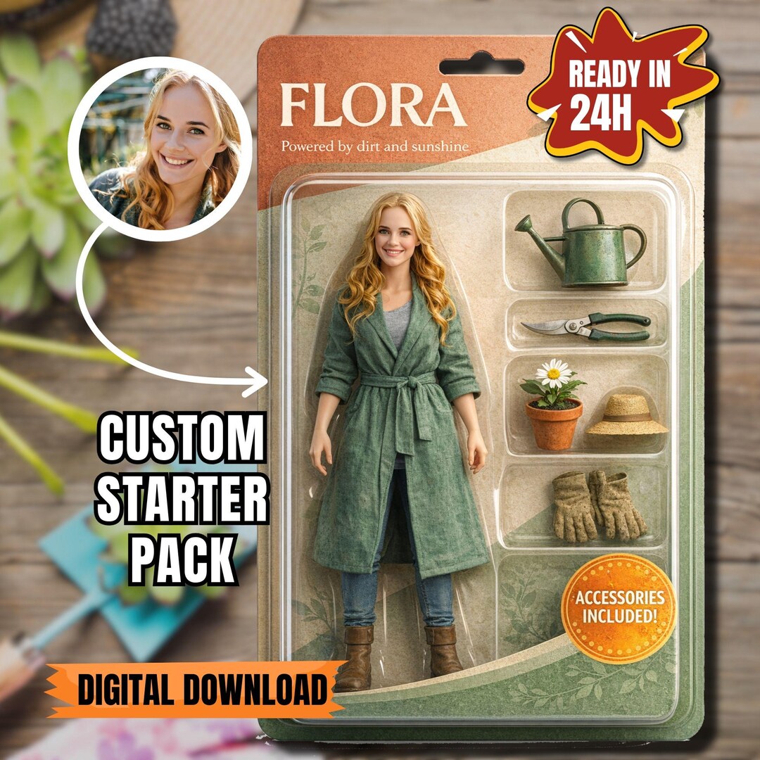 Custom Starter Pack Portrait, Plant Mom Gift, Funny Gardener Gag Gift ...