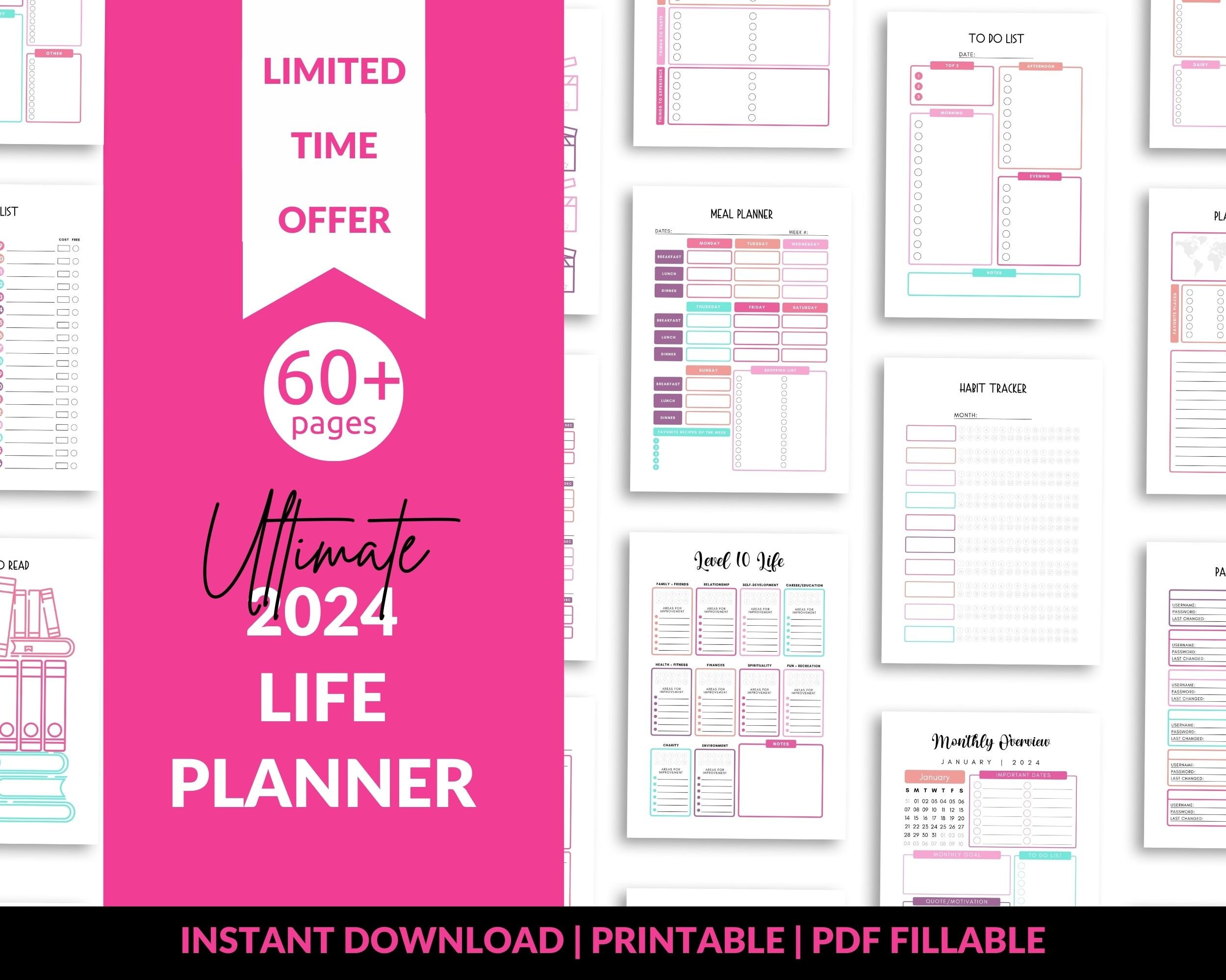 2024 Life Planner Bundle, Printable Happy Planner Inserts, Monthly ...