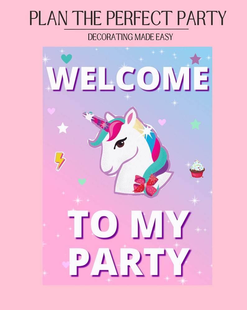 Jojo Siwa Party Decoration Welcome Sign Unicorn Table Sign Centerpiece ...