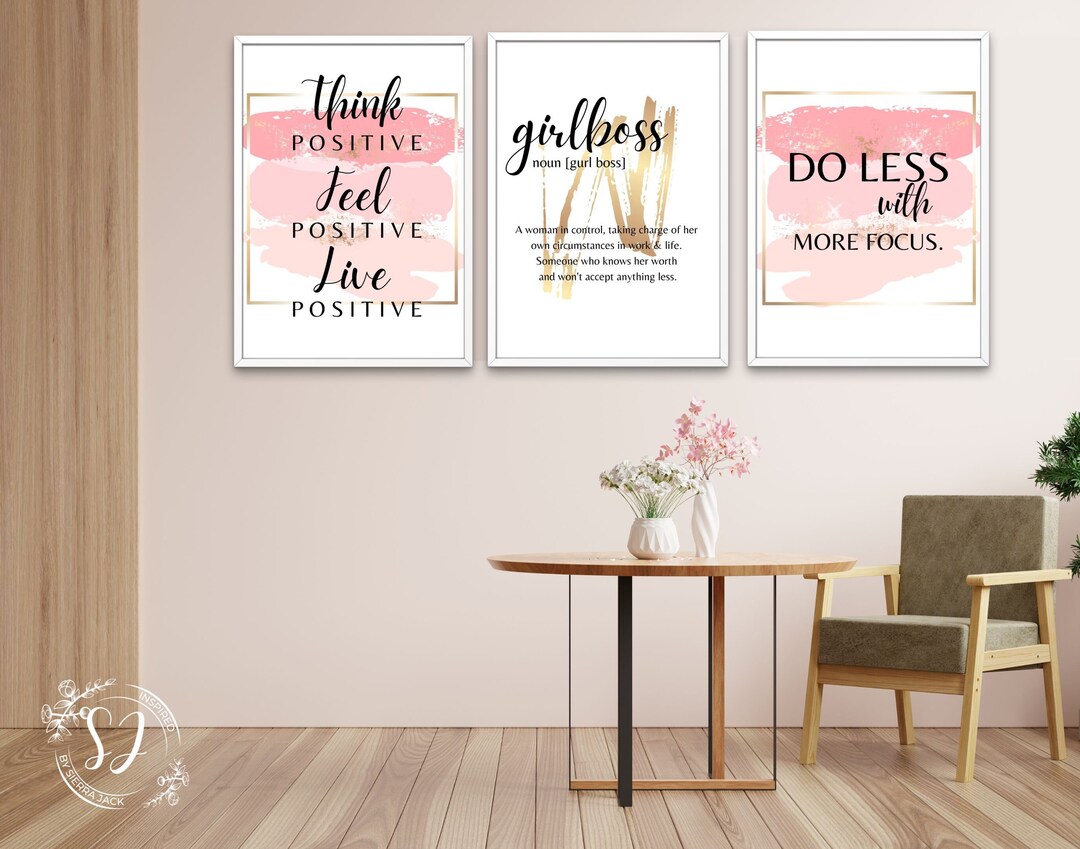 Pink Boss Babe Inspirational Wall Art 3pc Printable Wall - Etsy