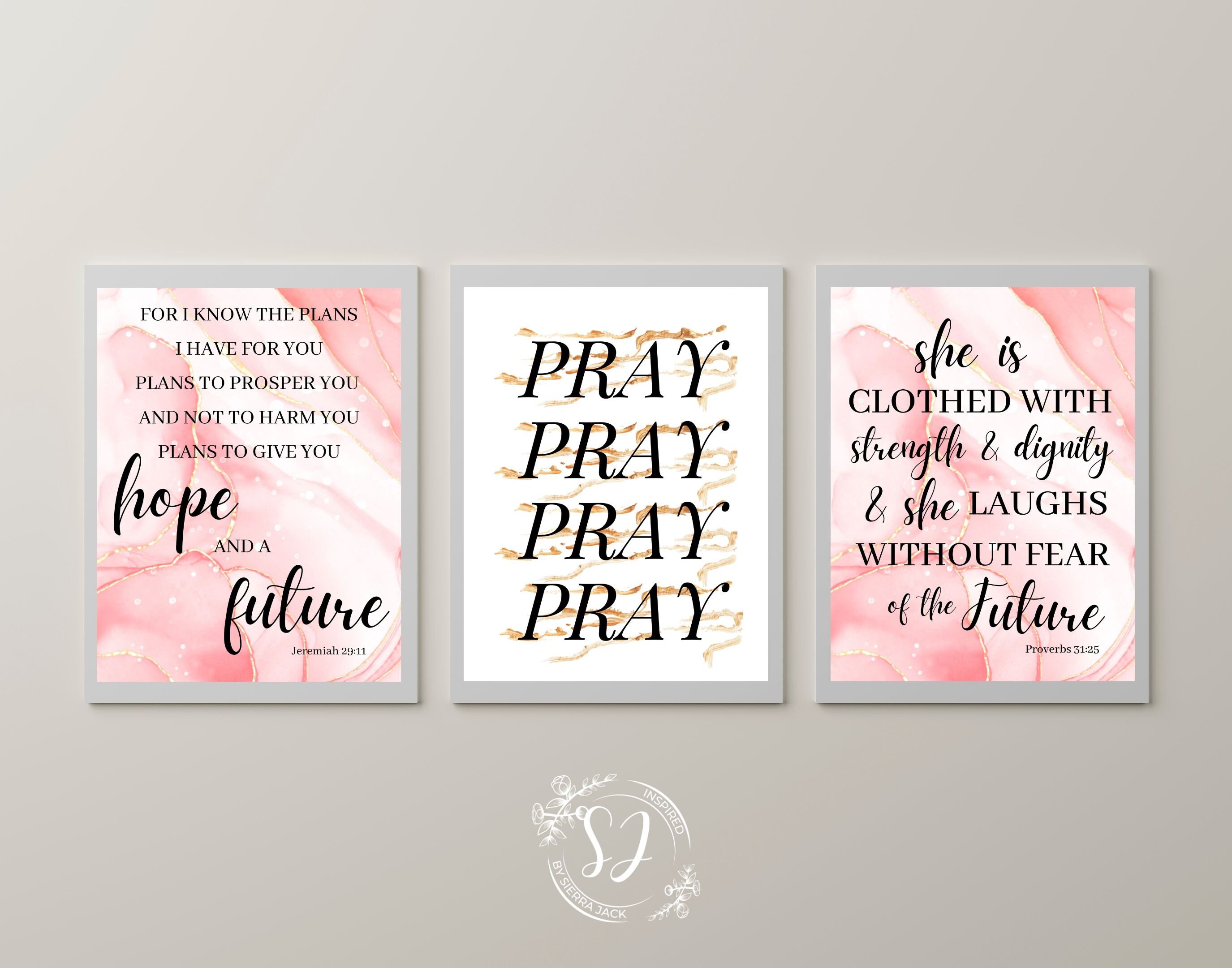 Pink Gold Scripture Wall Art for Her 3pc Printable Faith - Etsy