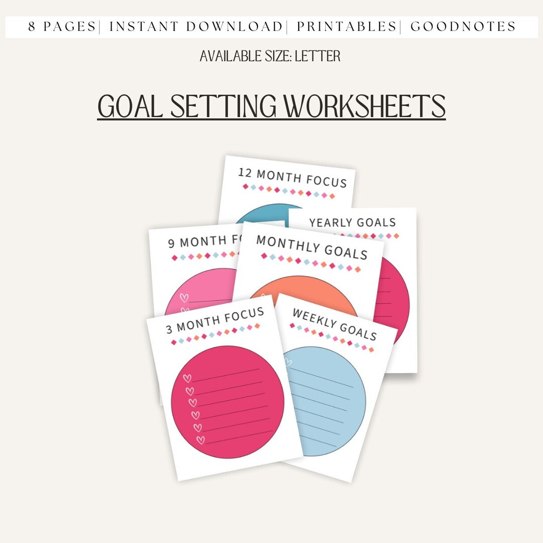 Printable Goal Setting Insert, SMART Goals A4 Letter, Productivity ...