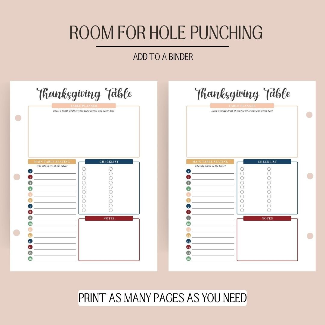 Printable Thanksgiving Table Planner Turkey Day Binder - Etsy