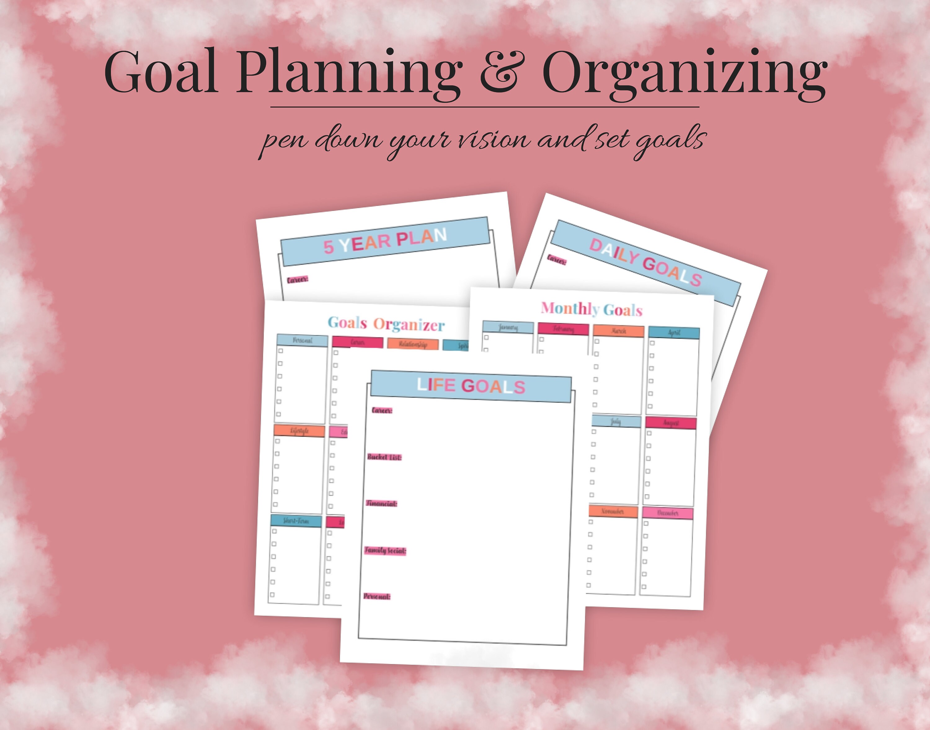 Printable Goal Planner Bundle, SMART Goal Setting Kit, Productivity ...