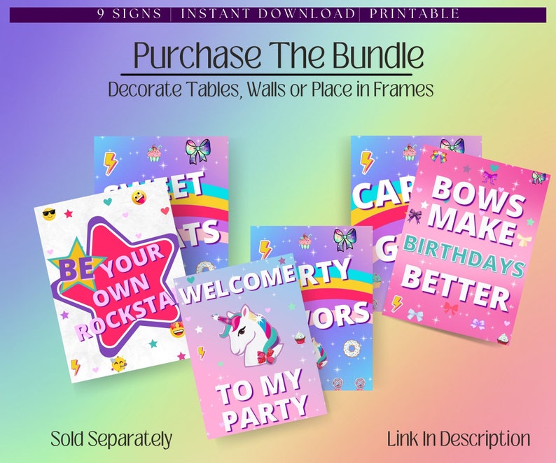Jojo Siwa Party Decoration Welcome Sign Unicorn Table Sign Centerpiece ...