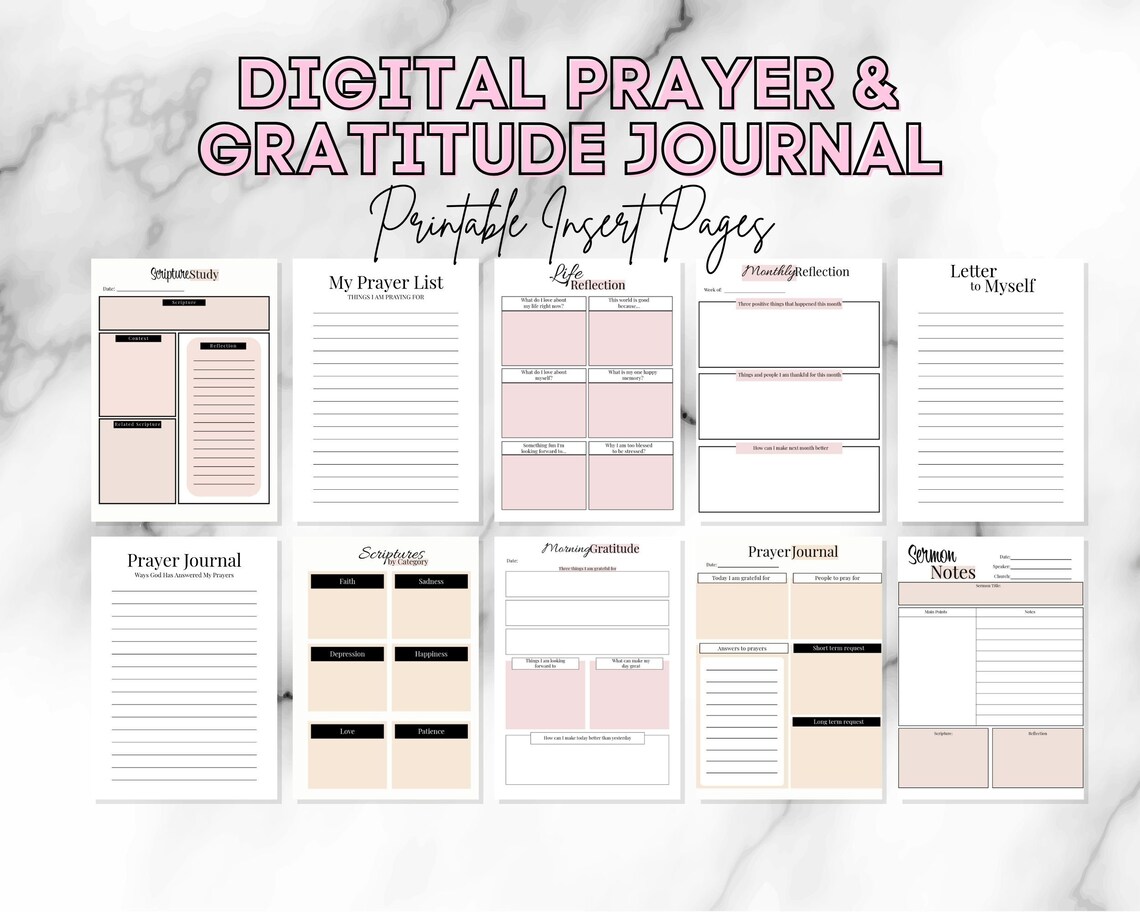 Prayer Journal Aesthetic, Printable Journaling Bible, Gratitude Journal ...
