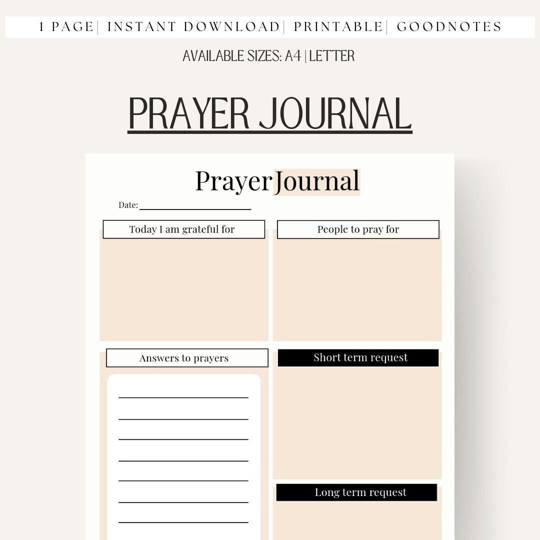 Prayer Journal Printable Binder Insert Christian Planner - Etsy