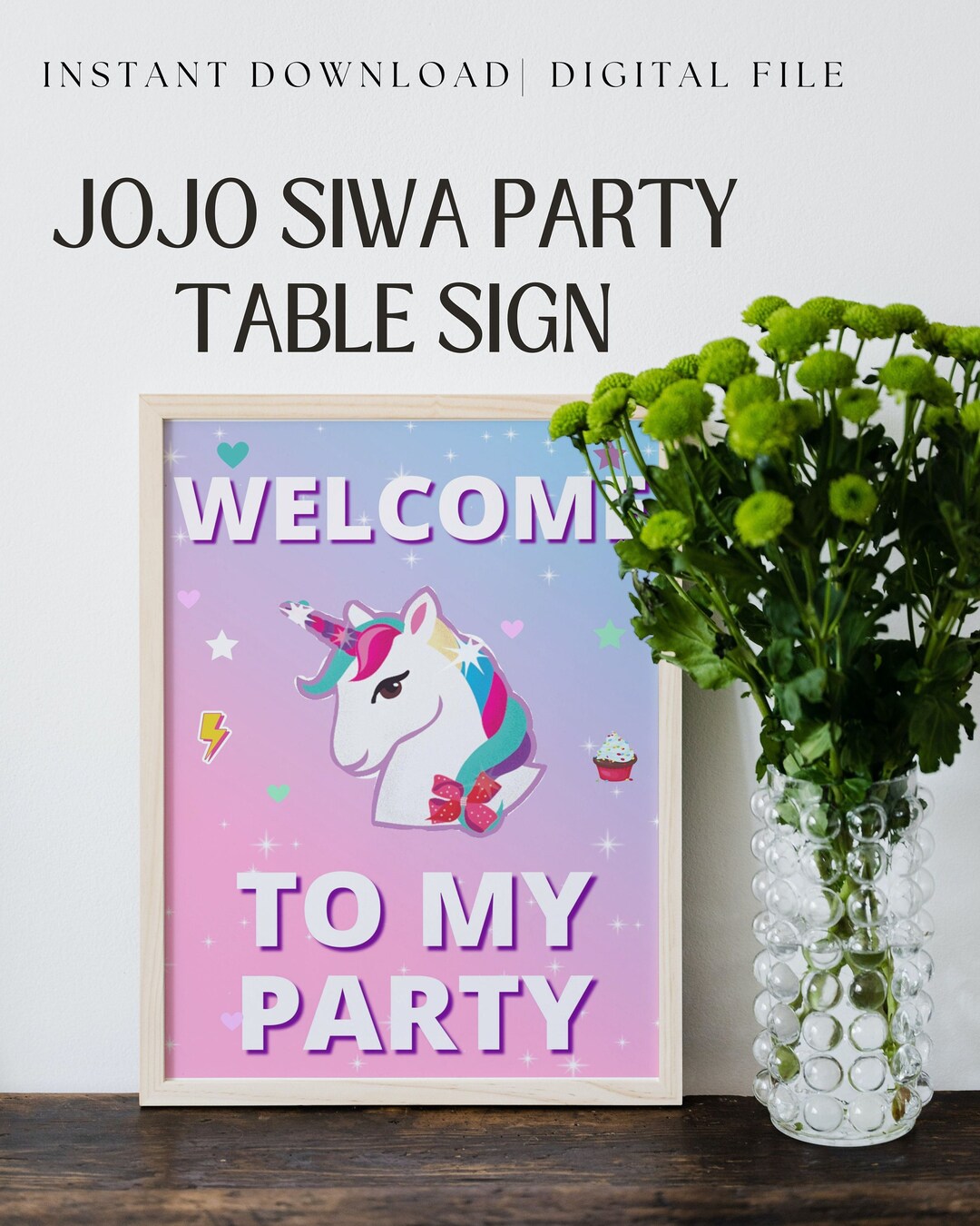 Jojo Siwa Party Decoration Welcome Sign Unicorn Table Sign Centerpiece ...