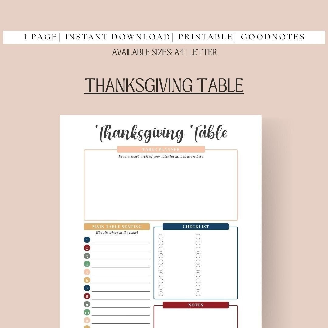 Printable Thanksgiving Table Planner Turkey Day Binder - Etsy