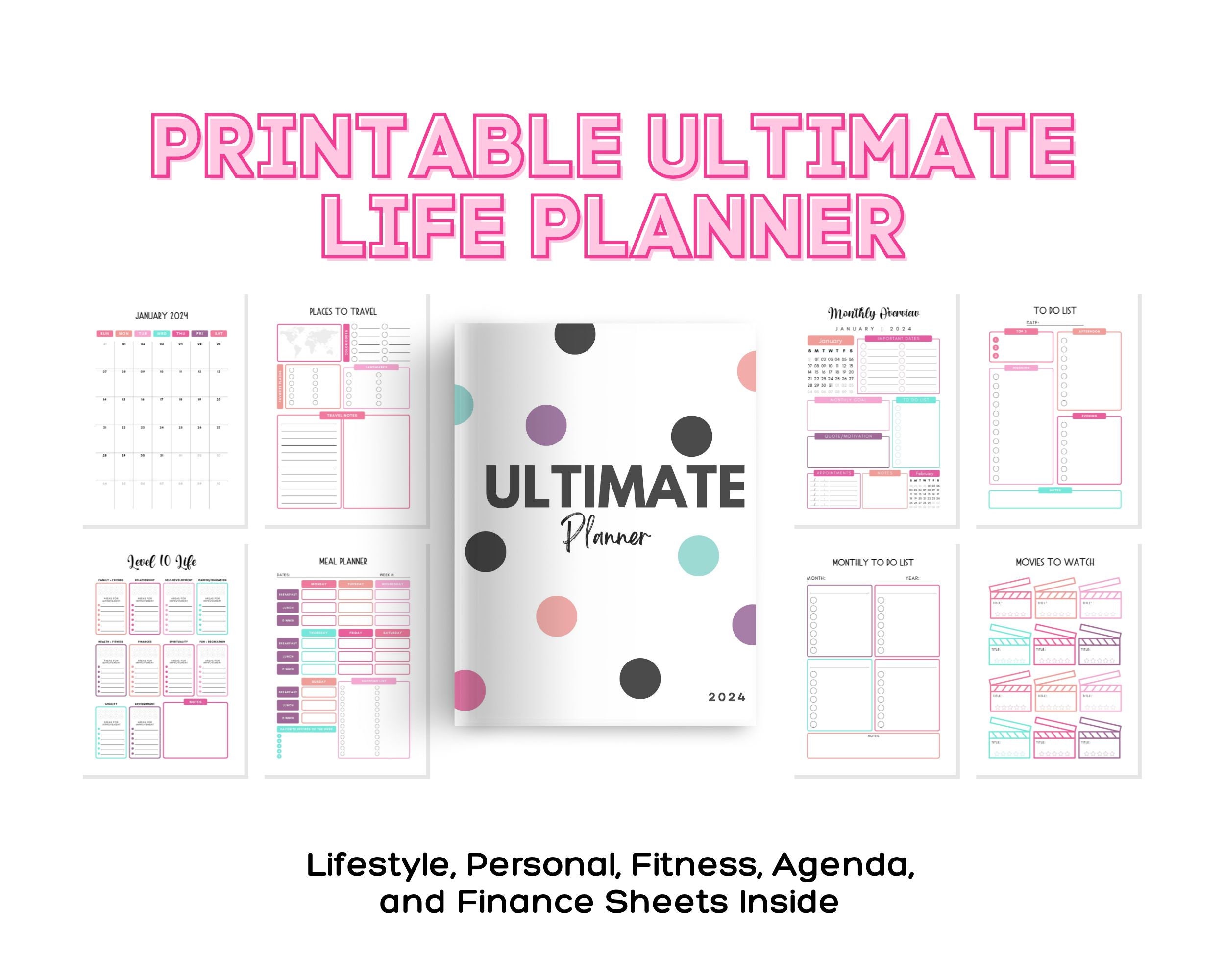2024 Life Planner Bundle, Printable Happy Planner Inserts, Monthly ...