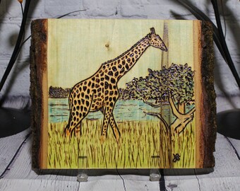 Hand Burned Art, Giraffe Wall Art, Pyrography Design, Etched Wood Art ...
