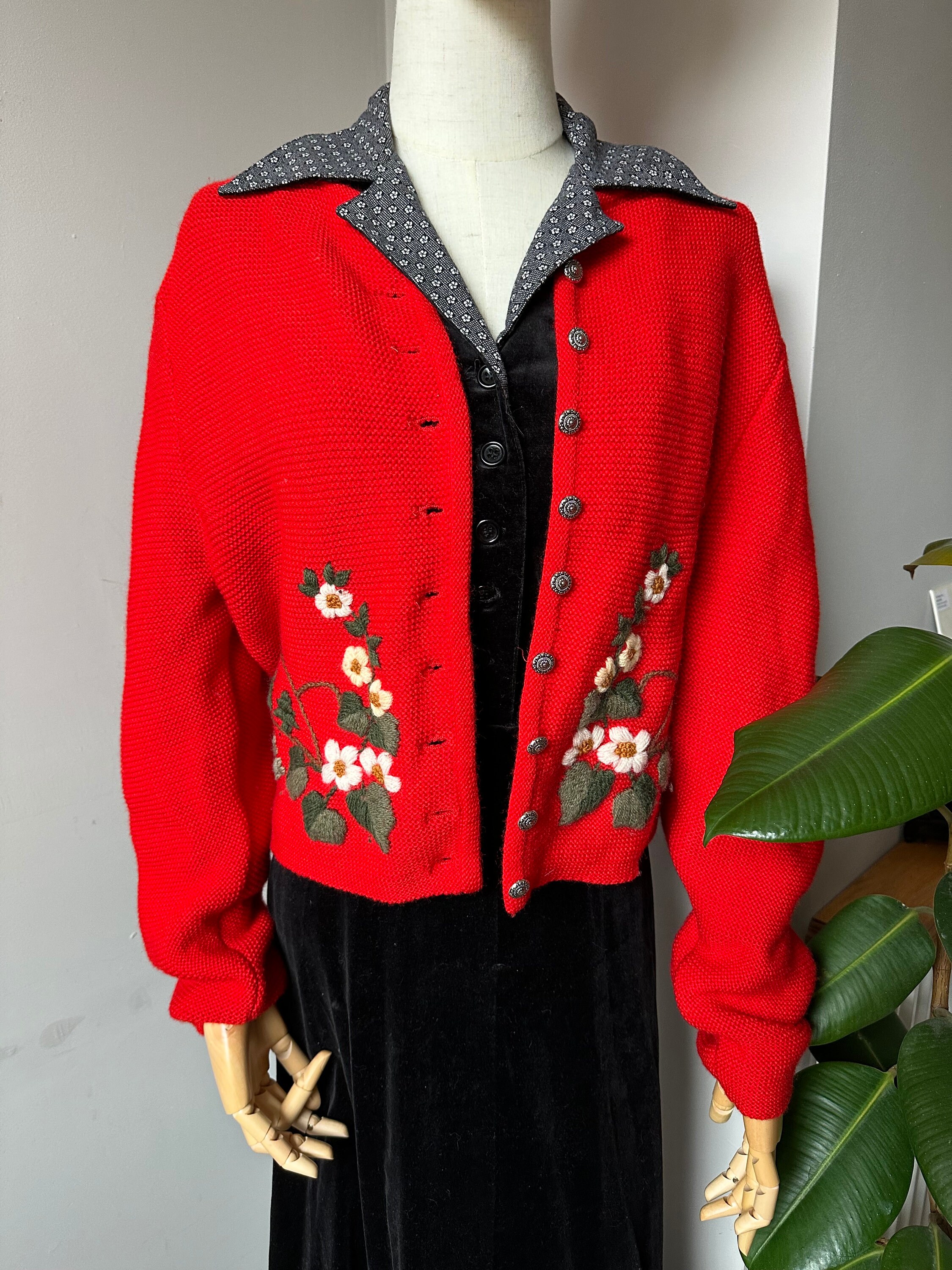Vintage Fairisle Cottagecore Floral Austrian Wool Cardigan - Etsy
