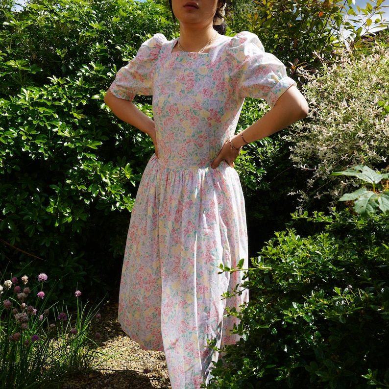Laura Ashley 80s Floral Lilac Midi Dress - Etsy