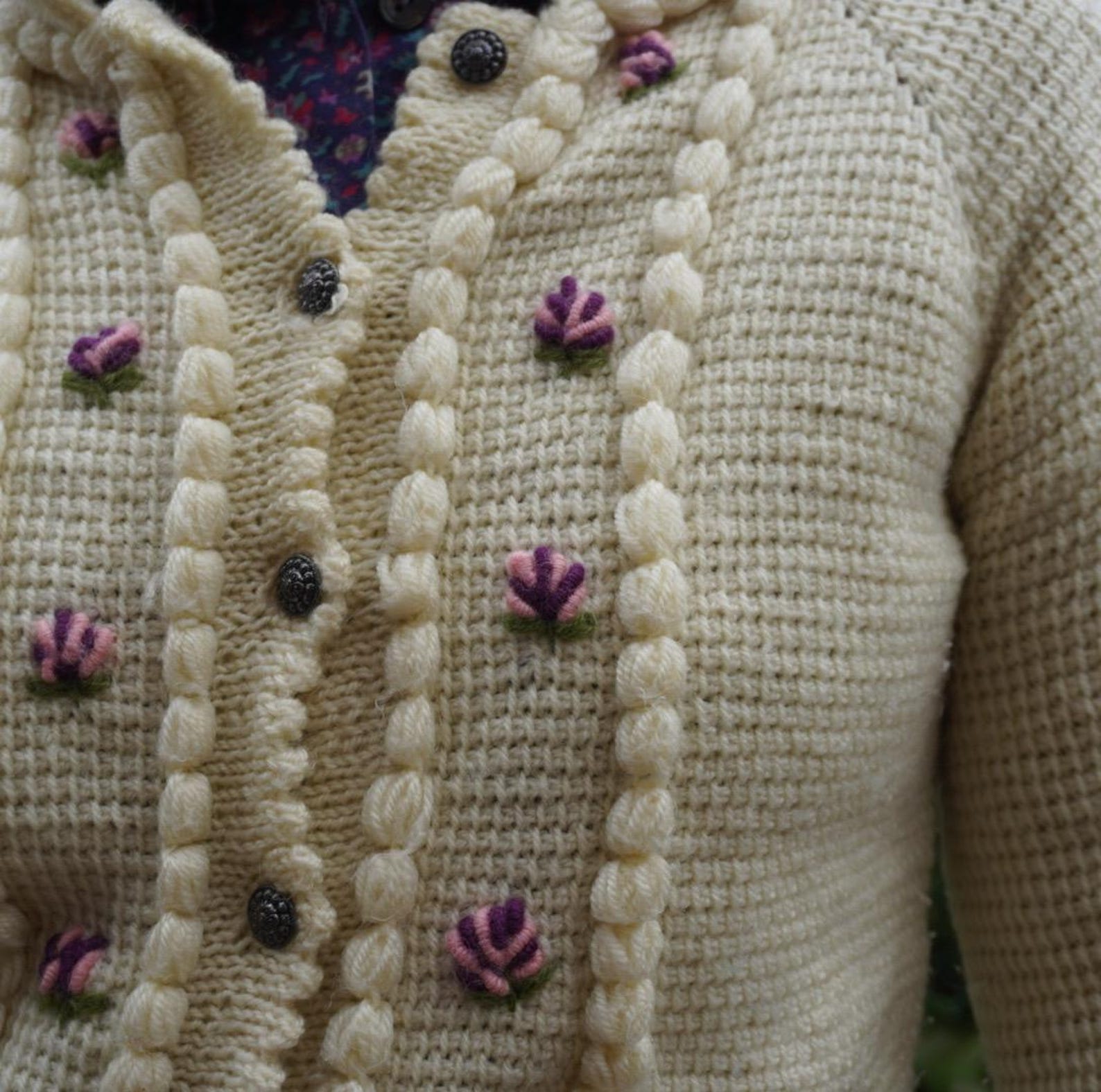 Vintage Cottagecore Floral Austrian Wool Cardigan - Etsy