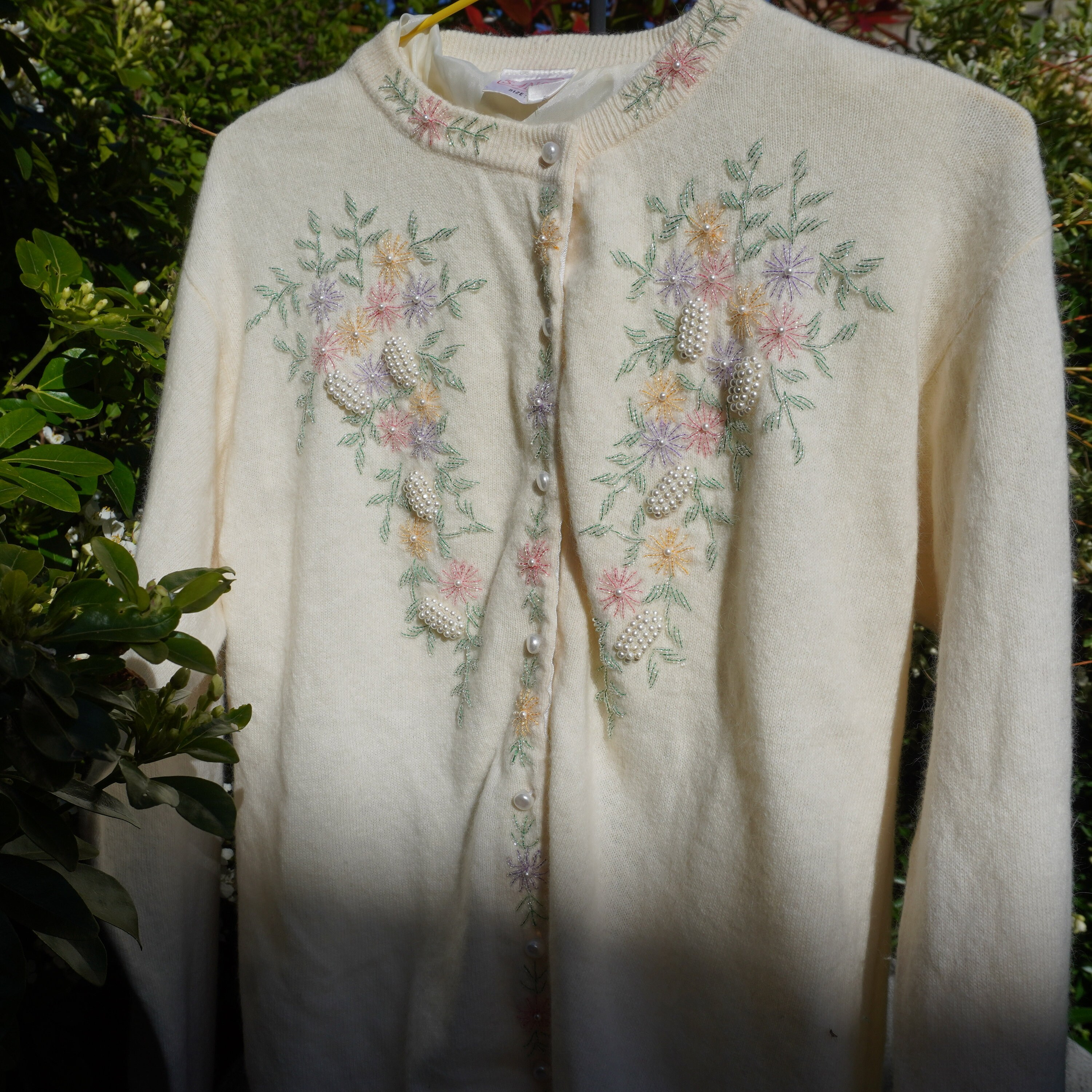 Vintage Wool Fluffy Beaded Cardigan - Etsy