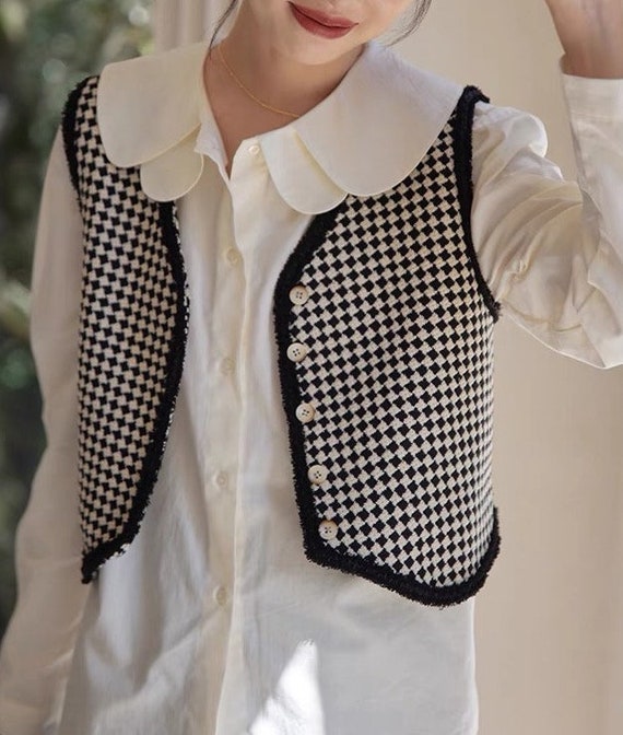 preloved check vest - Gem