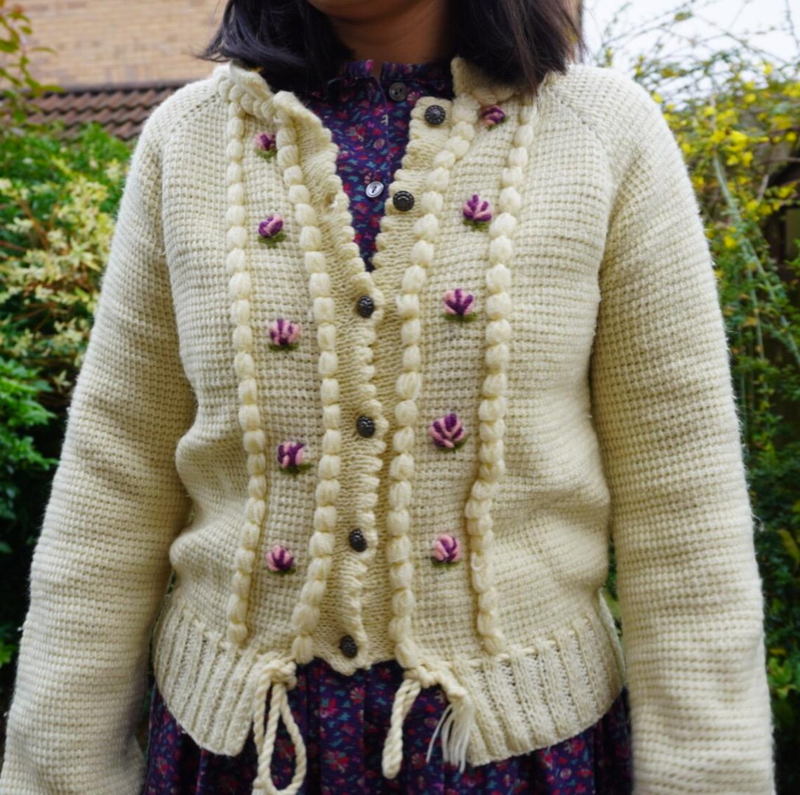 Vintage Cottagecore Floral Austrian Wool Cardigan - Etsy
