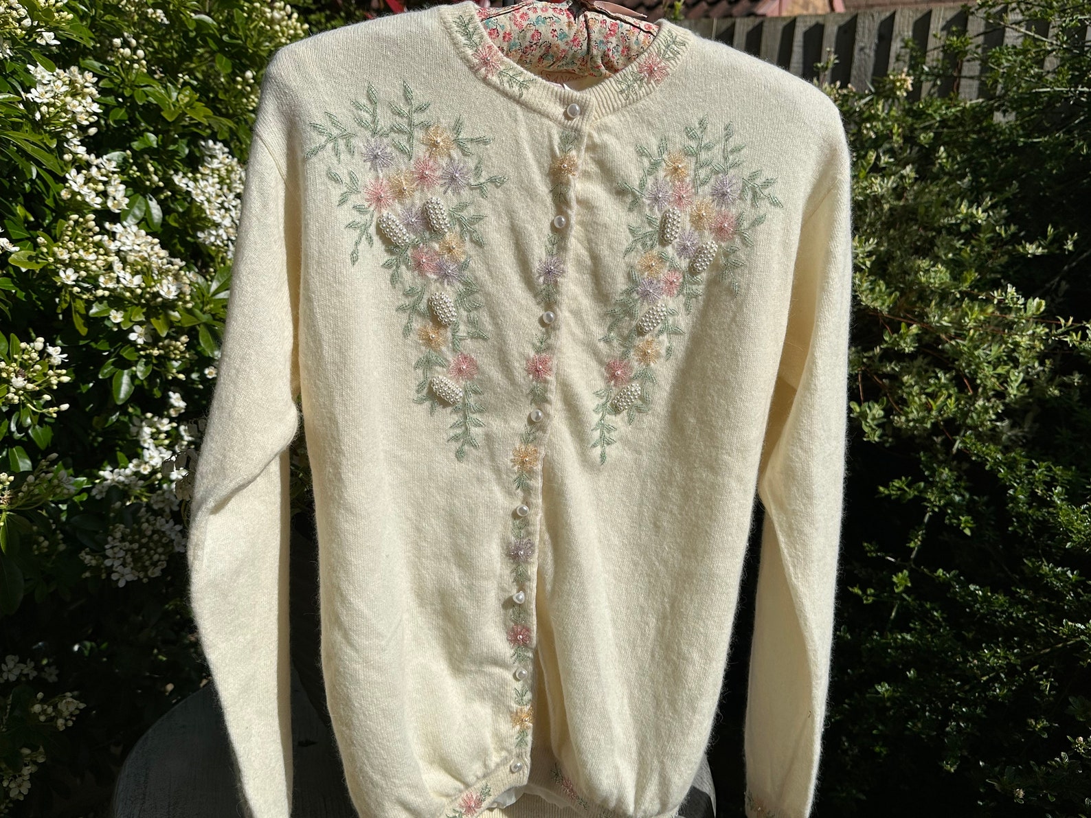 Vintage Wool Fluffy Beaded Cardigan - Etsy
