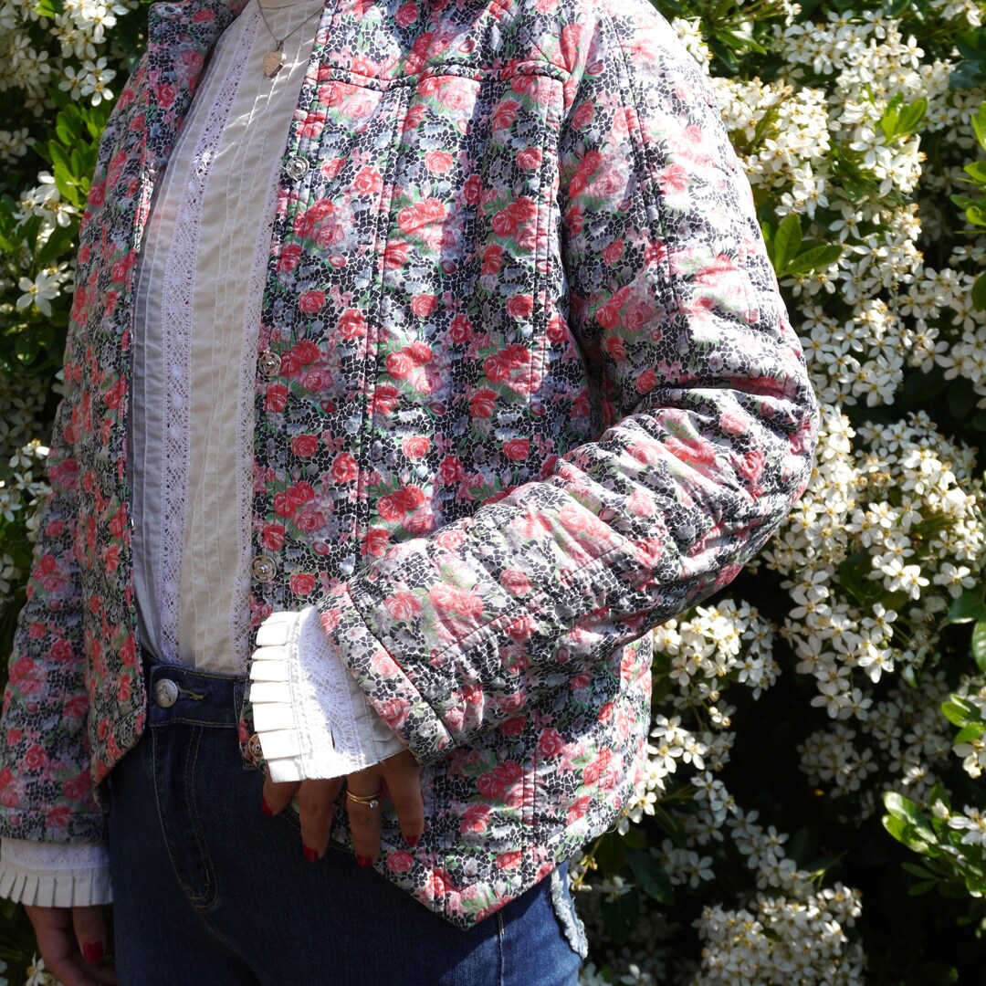 Vintage 70s Floral Quilted Jacket - Etsy