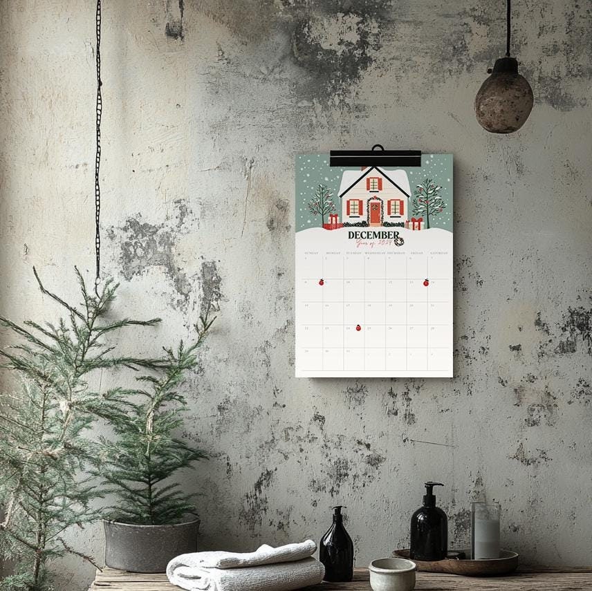 December Calendar for 2024 Calendar for Christmas Holiday Winter Time ...