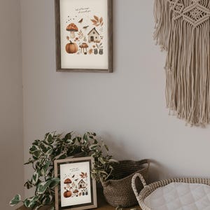 Mushroom Forest Wall Art for Nature Lover Cute Pumpkin Nature Poster ...