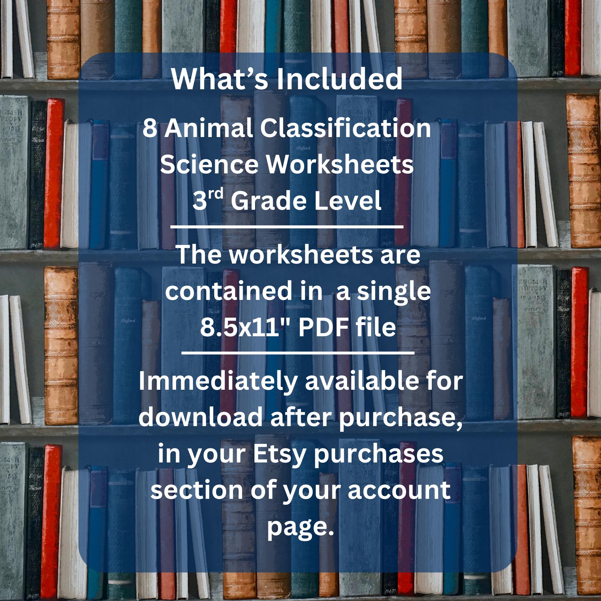 3rd Grade Animal Classification Worksheets PDF | Vertebrates ...