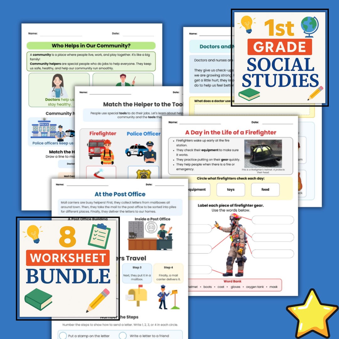 1st Grade Community Helpers Worksheets | Social Studies PDF | People in ...