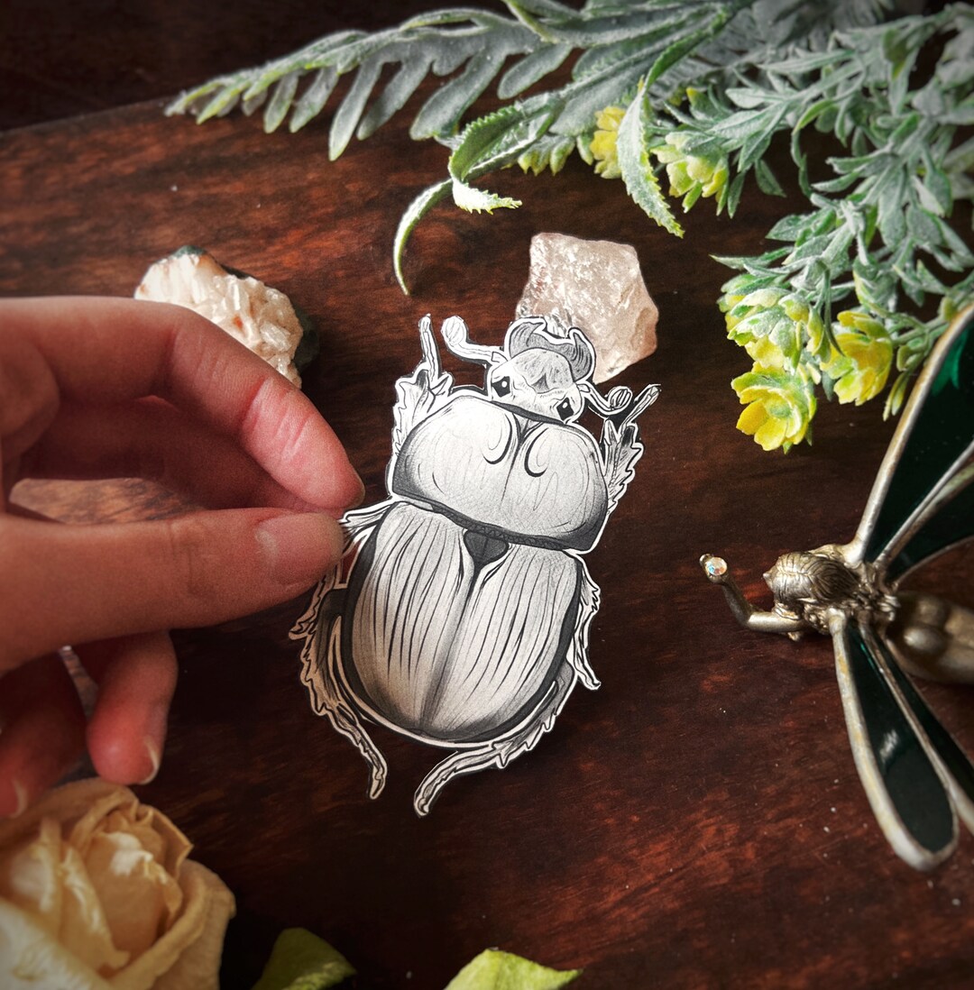Jewel Beetle - Handcrafted Beetle Sticker, Linoleum Sticker, Original ...