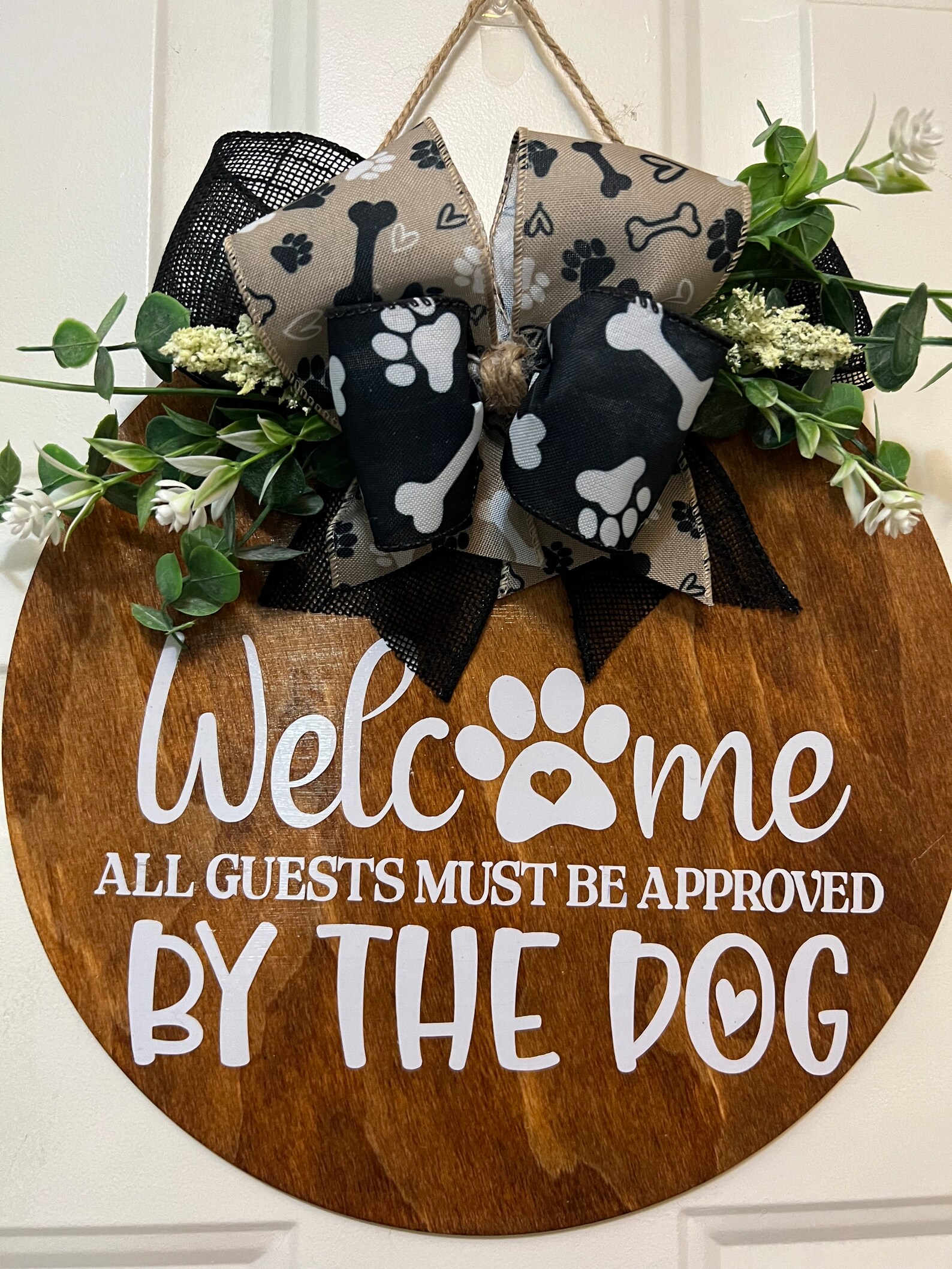 Welcome Sign, Door Hanger Welcome Sign, Approved by the Dogs Door Sign ...