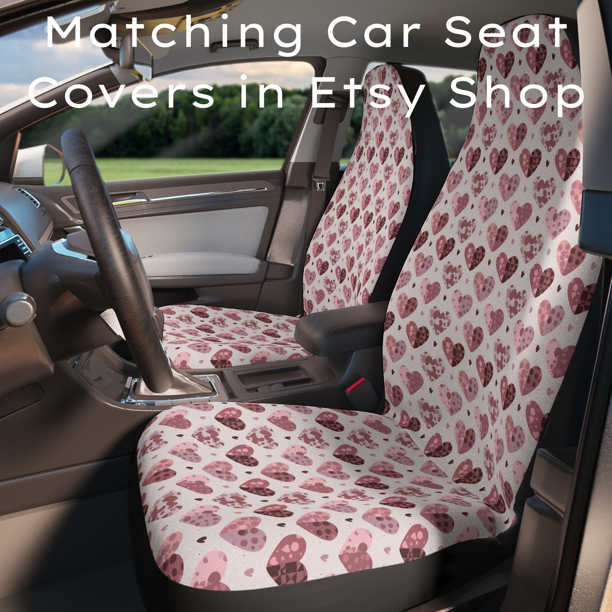 Pink Heart Car Floor Mat Set, Coquette Car Mats for Women, Valentine or ...