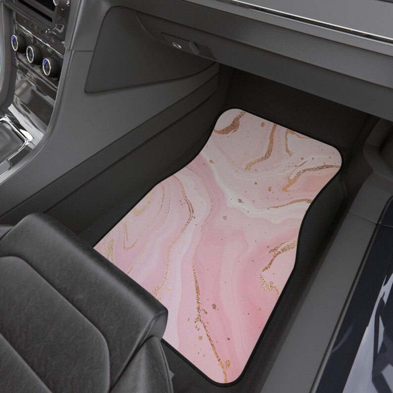 Aesthetic Pink and Gold Marble Mat Set, Aesthetic Car Decor for Women ...