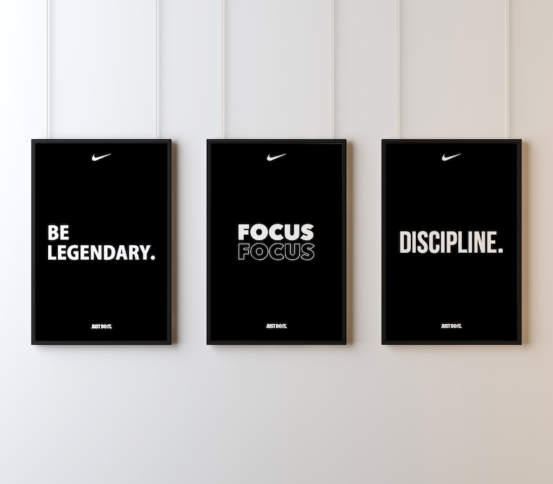 Nike Poster Motivational Quote BLACK DESIGN, Just Do It Poster, Nike ...