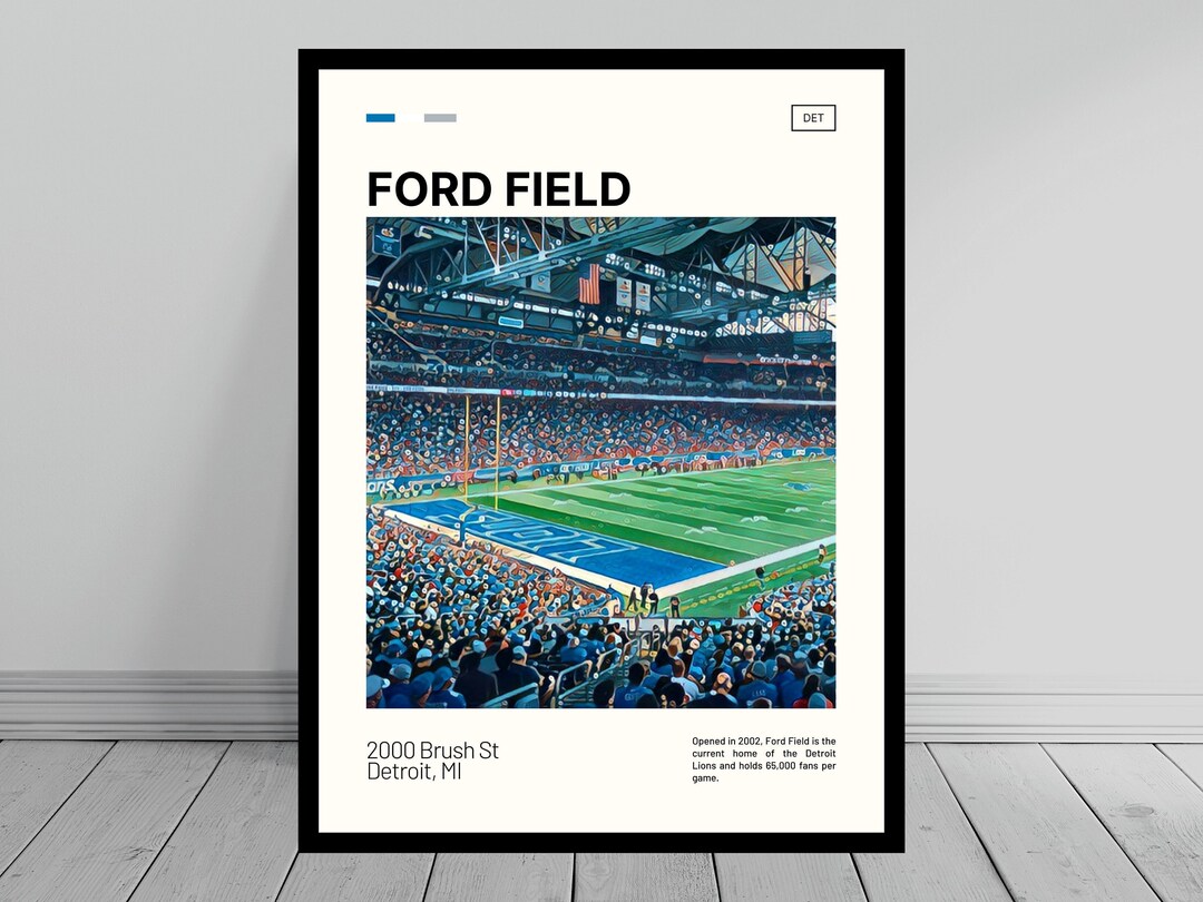 Ford Field Stadium Poster, Detroit Lion Stadium Poster , NFL Stadium ...