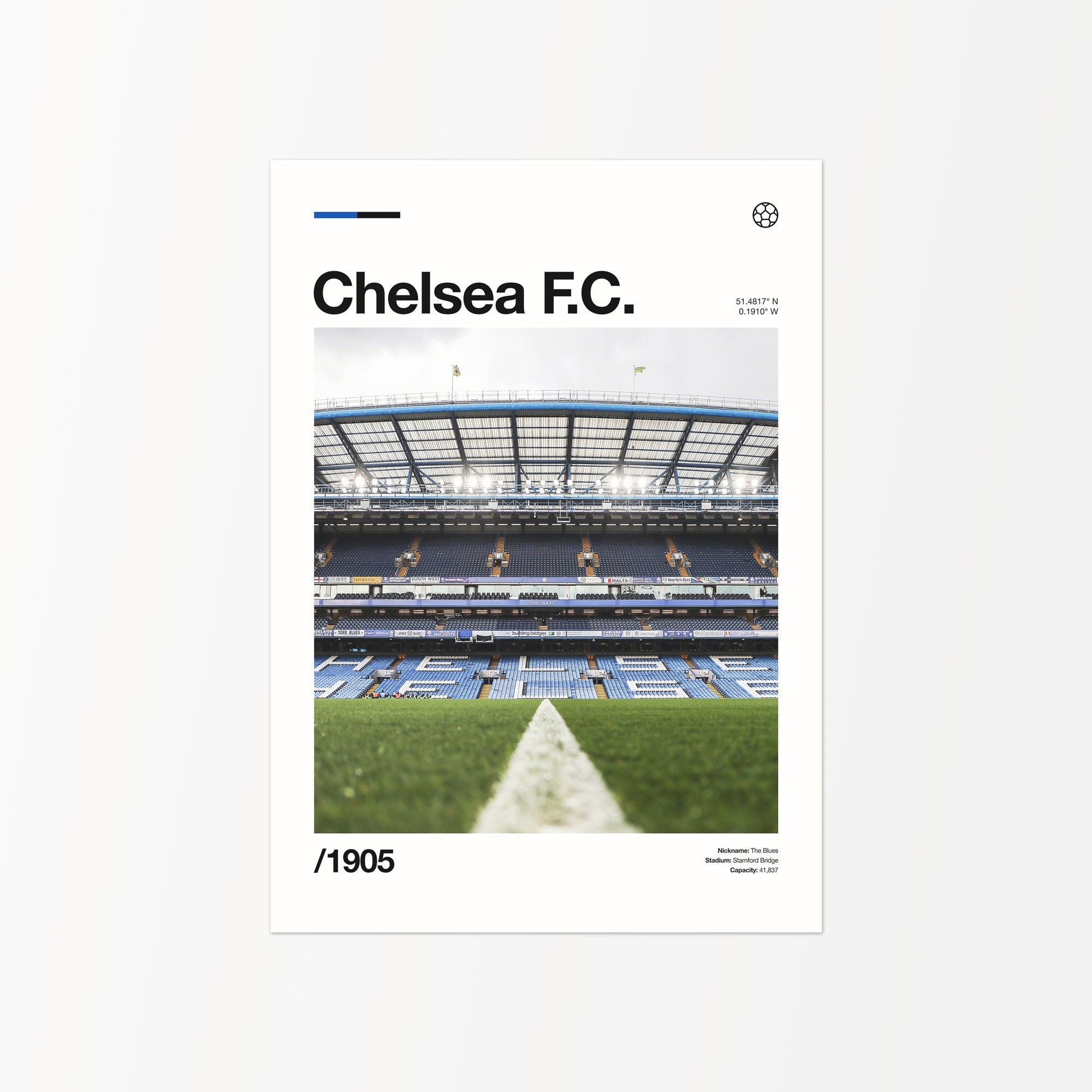 Chelsea FC Poster, Chelsea Logo Poster, Football Posters, Soccer Print ...