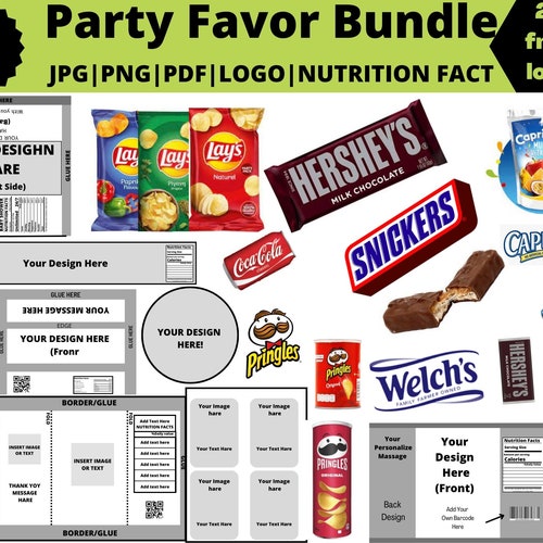 Digital Party Favor Bundle Templates Chip Bags Template FREE - Etsy