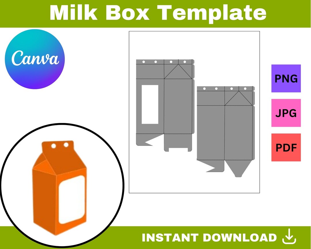 Milk Box Template for Design Your Own Milk Carton Shaker - Etsy