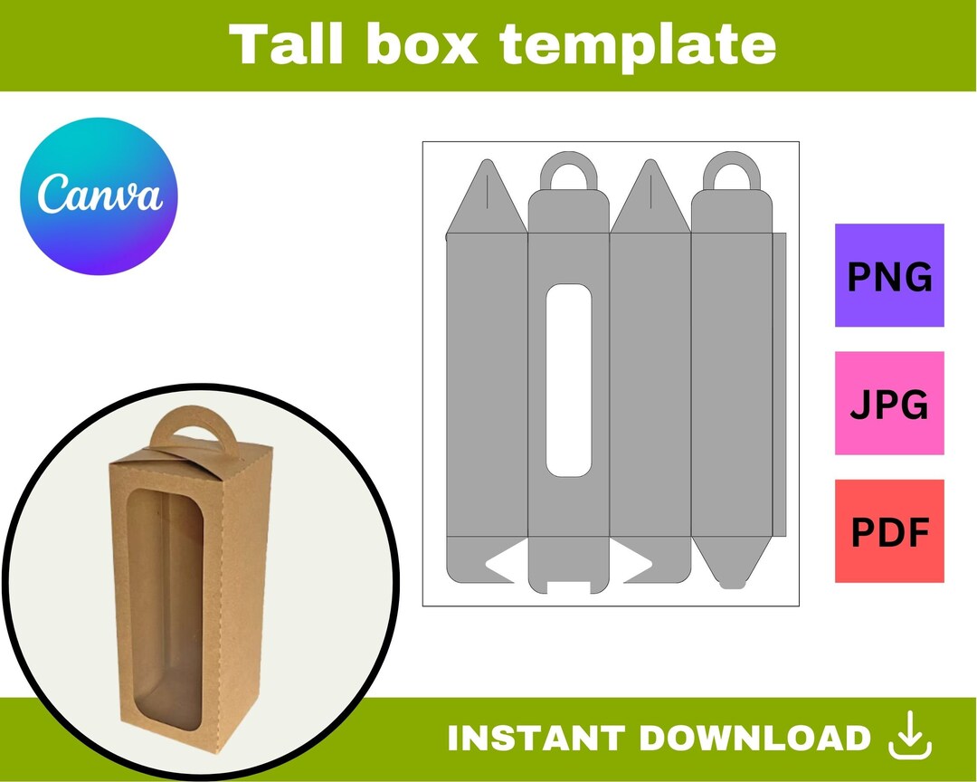 Tall Box Template Box With Handle Template Tall Box Svg - Etsy