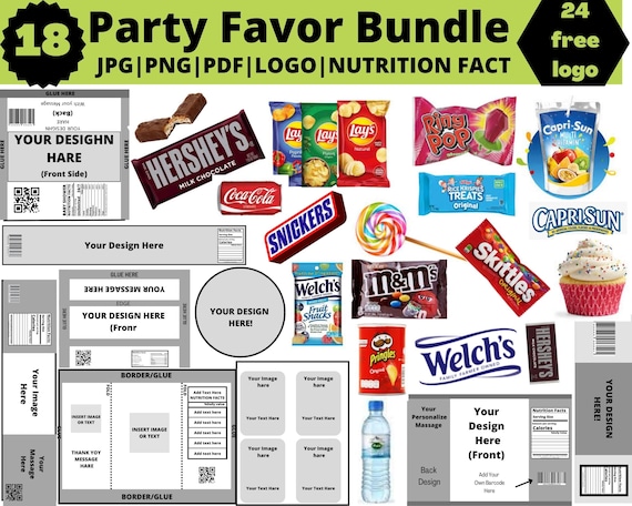 18 Party Favor Templates Template Bundle Digital Party Favors Etsy