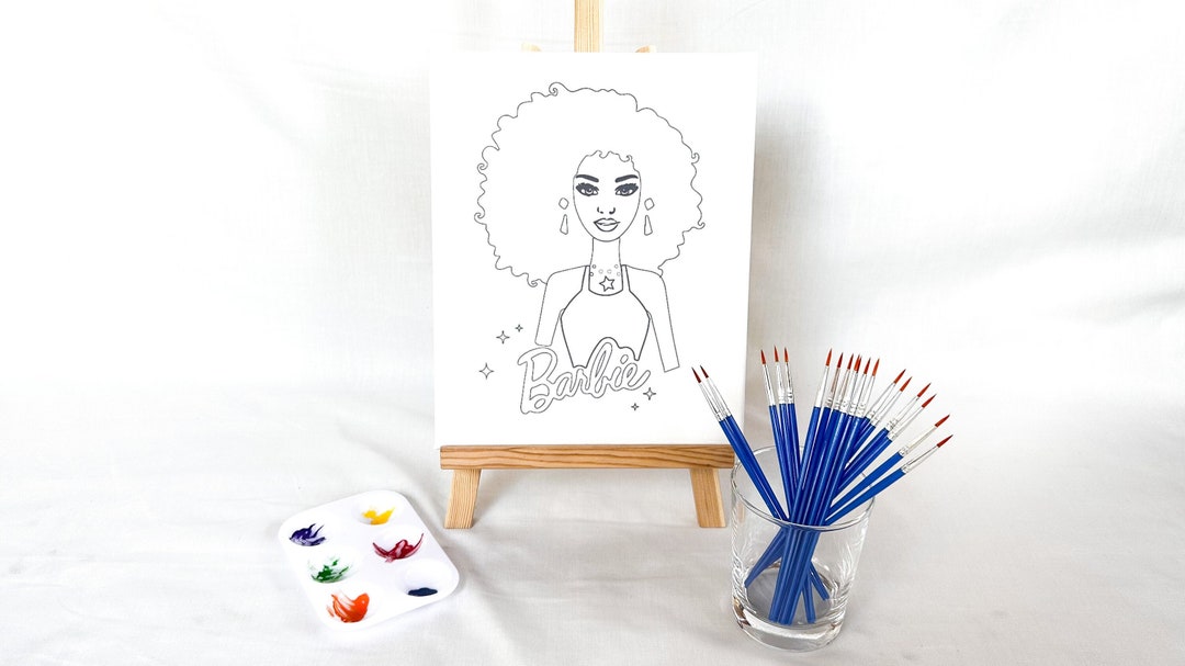 African American Barbie Cute Painting Canvas Barbie Doll Party Barbie ...