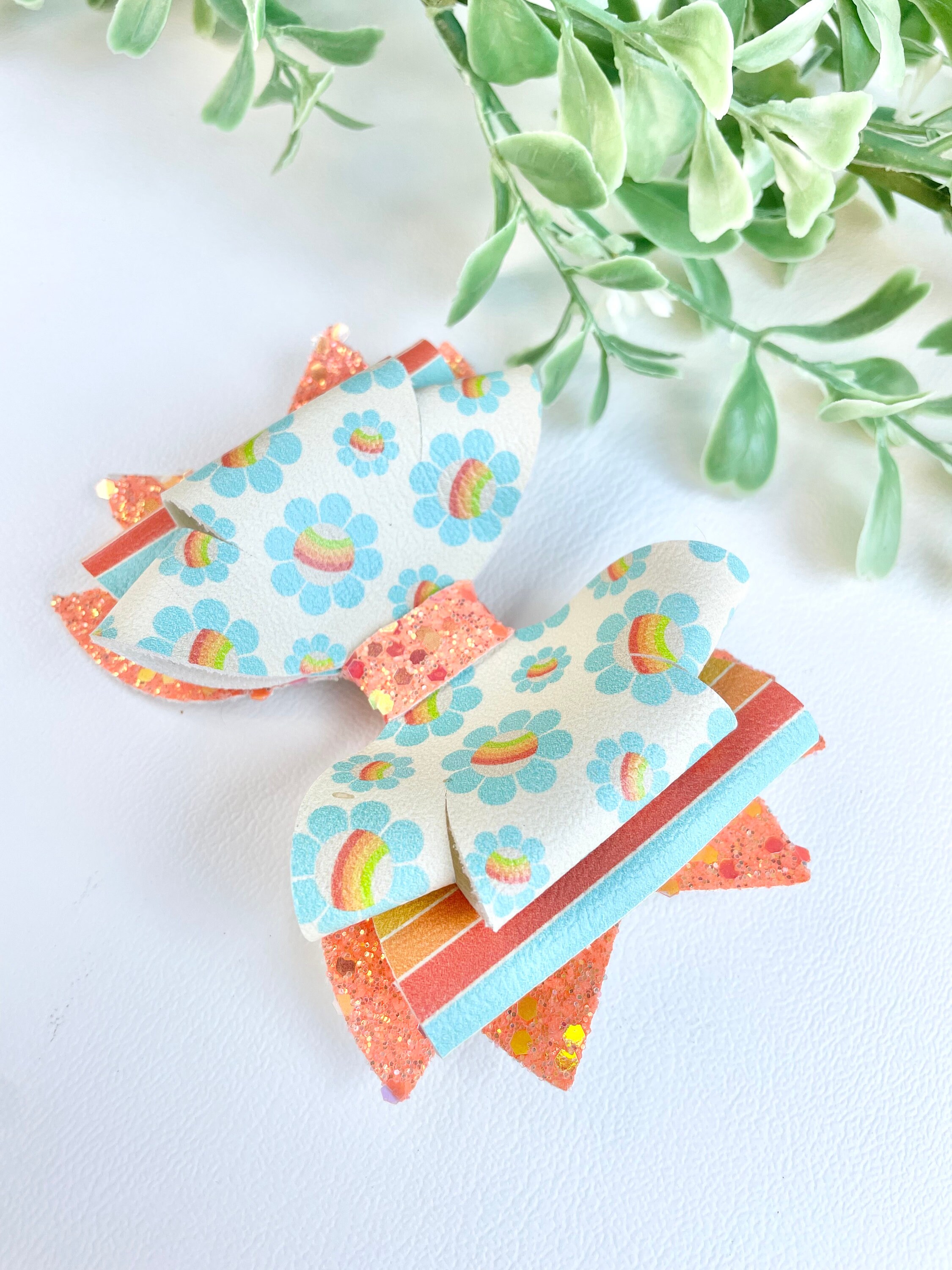 Beach Ball Glitter Bow Beach Bow Faux Leather Bow Girls - Etsy