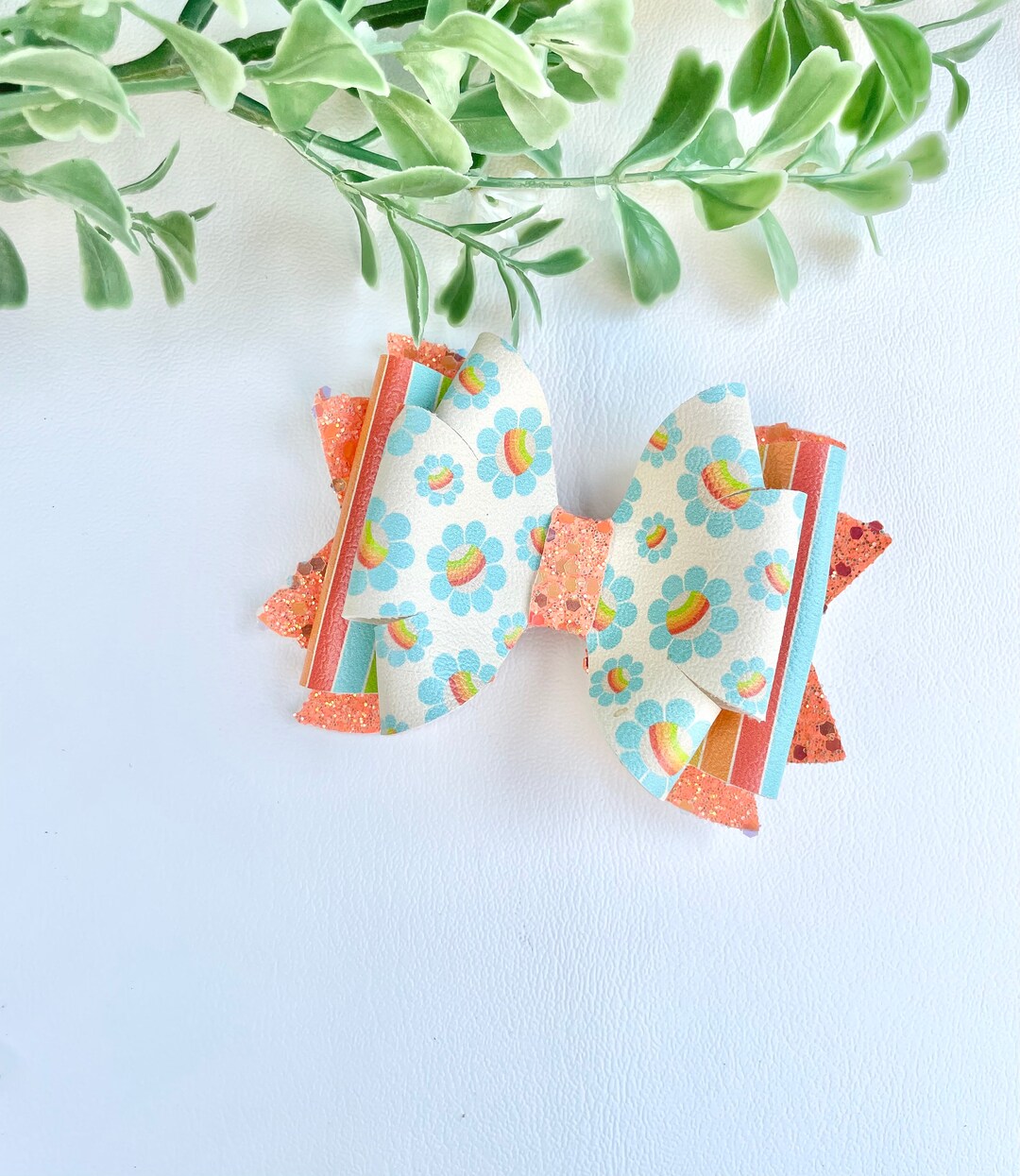 Beach Ball Glitter Bow Beach Bow Faux Leather Bow Girls - Etsy