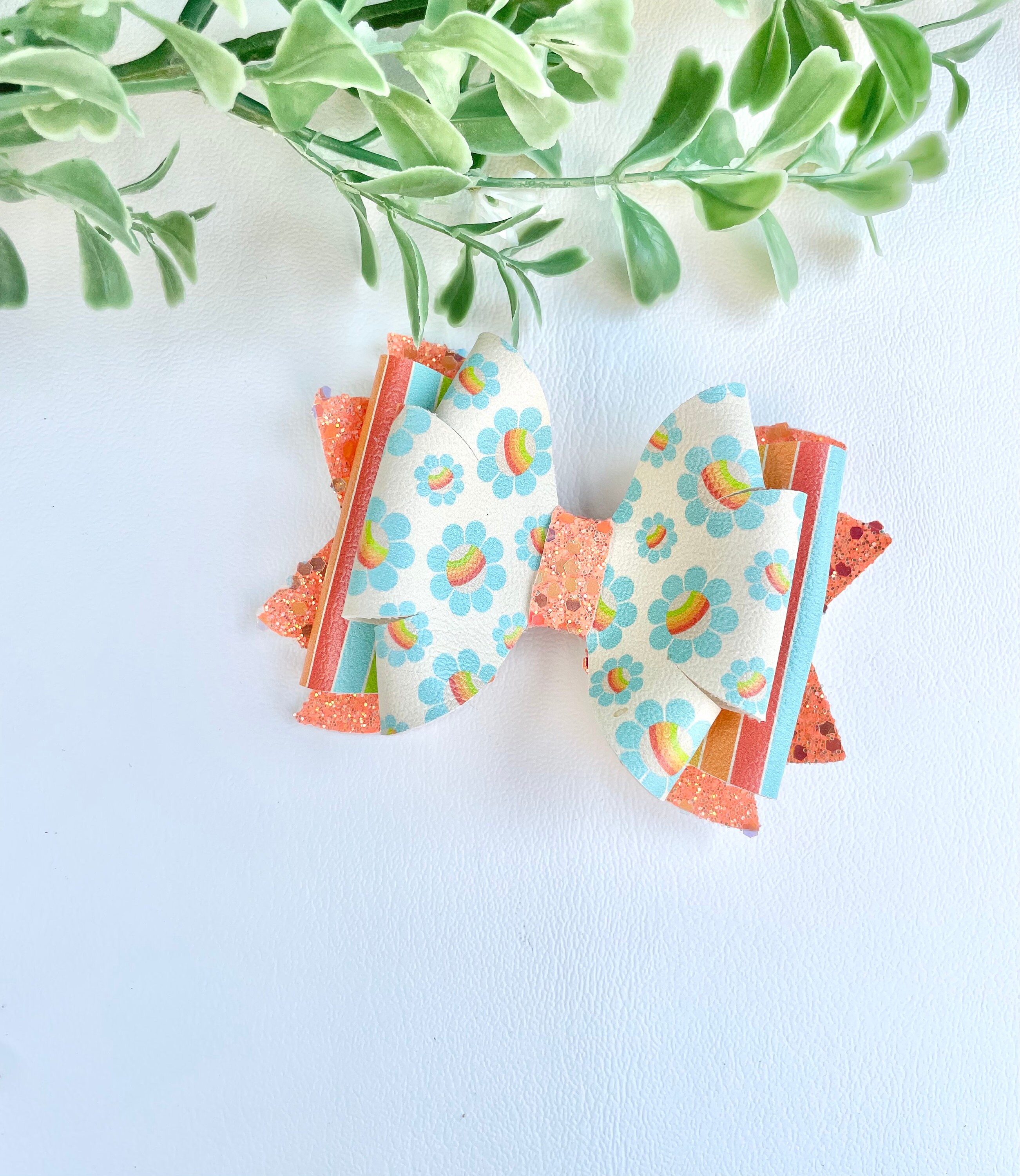 Beach Ball Glitter Bow Beach Bow Faux Leather Bow Girls - Etsy