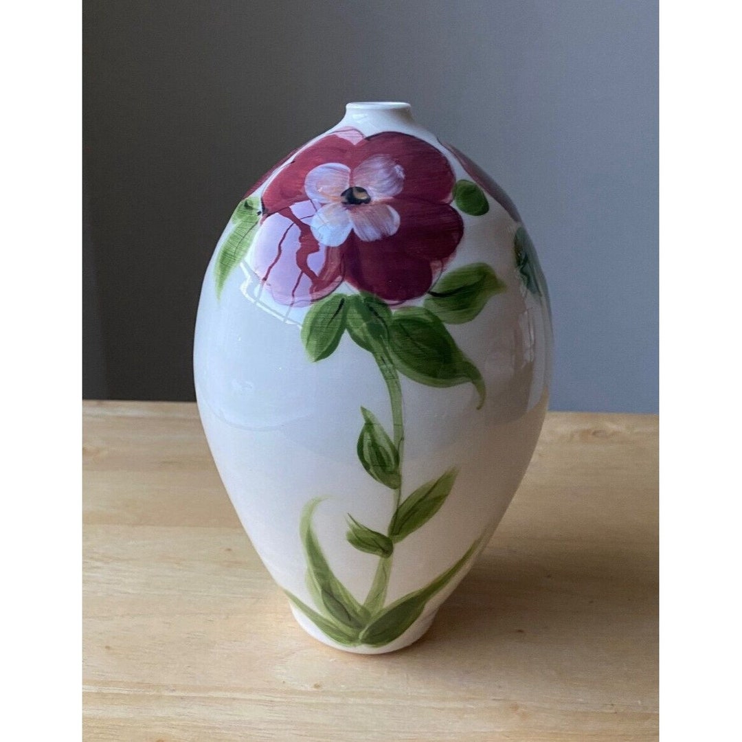 Vintage DON SWANSON 7.25" Red Floral Art Pottery Vase - VGUC - Etsy