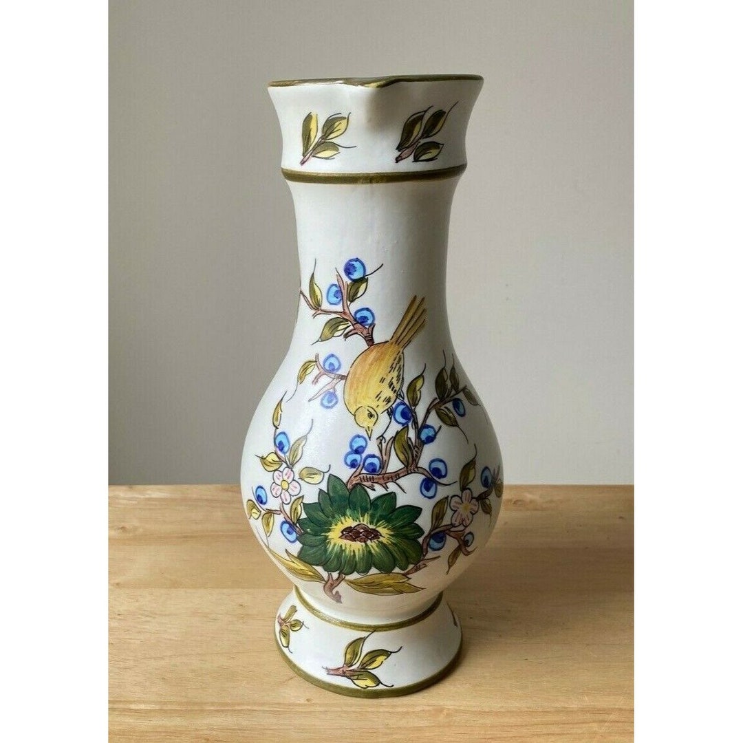 Vintage MEISELMAN IMPORTS ITALY 11.5" Bird Flowers Berries Art Pottery ...