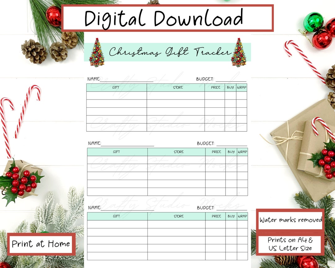 Christmas Gift Planner, Christmas Gift List, Gift Tracker, Christmas ...