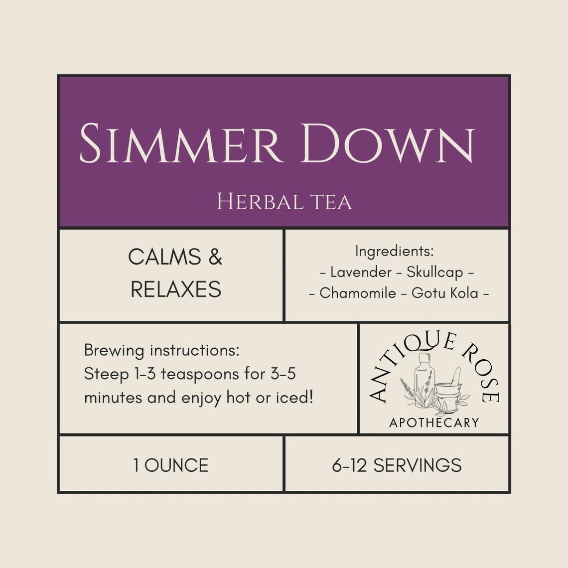 Simmer Down Herbal Tea - Etsy