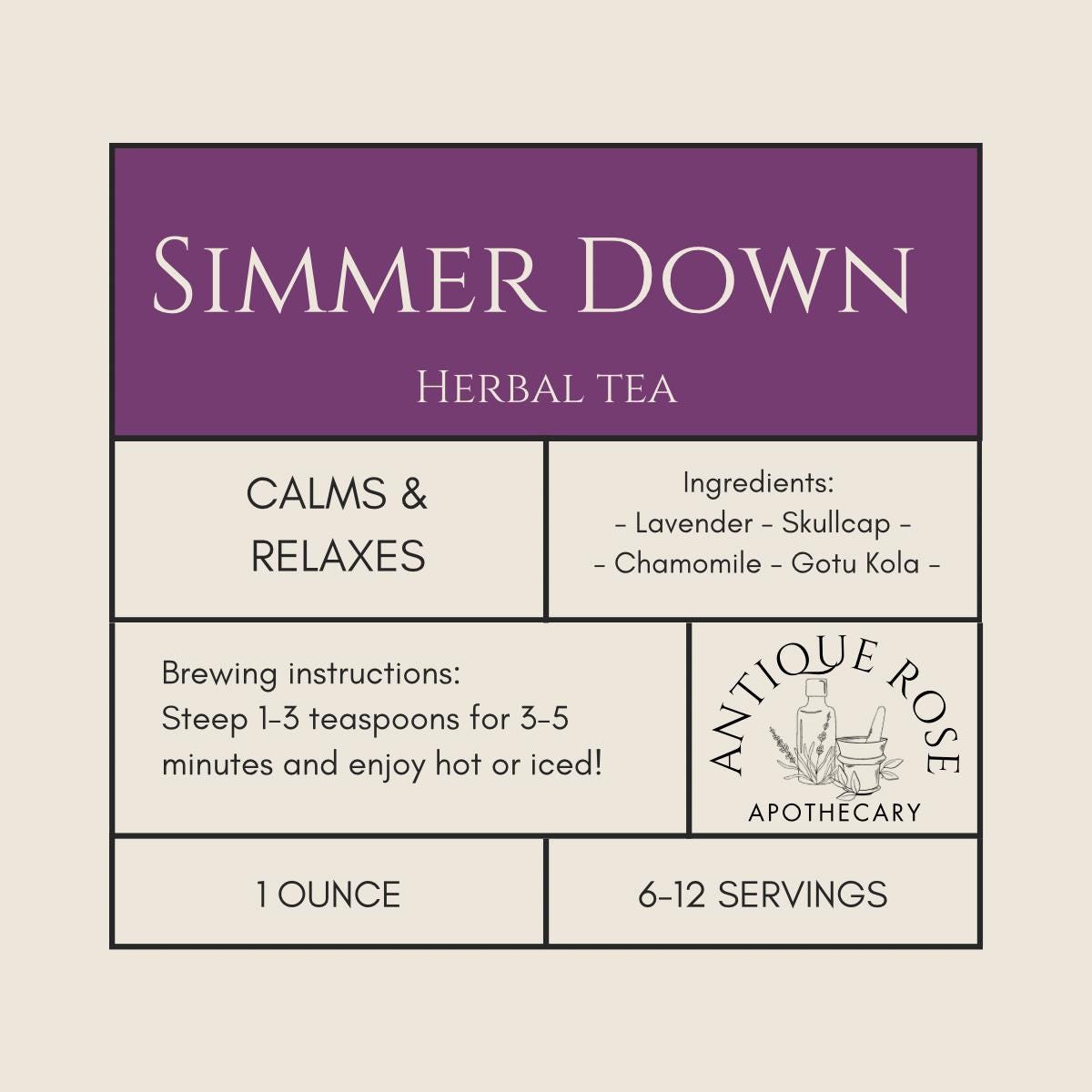 Simmer Down Herbal Tea - Etsy